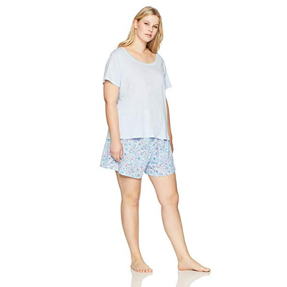 Jockey - Jockey Women's Plus Size 2 Piece Boxer Set, Sky Blue Top with ...