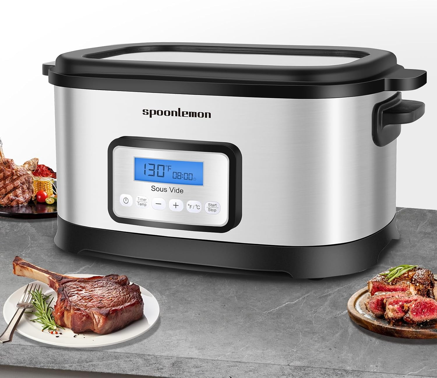 Spoonlemon Sous Vide Precise Cooker, 6 Quart Stainless Steel Sous Vide ...