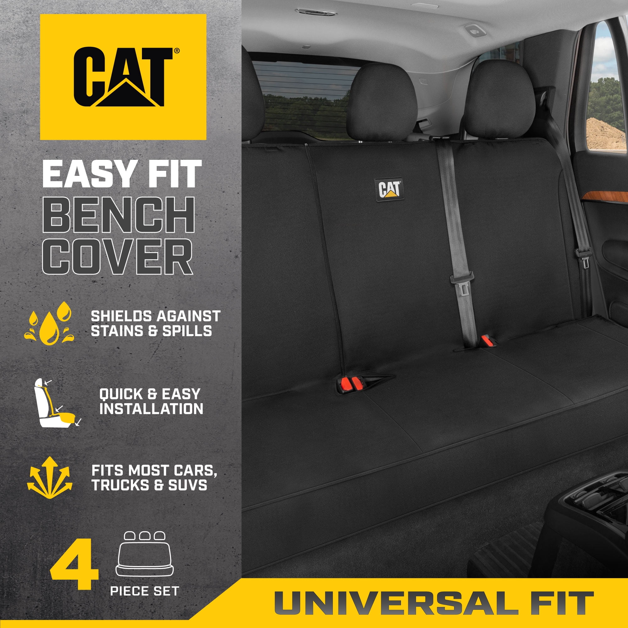Caterpillar EasyFit Back Seat Cover for Cars Trucks SUV Split Bench Rear Protector with Neoprene Padding Water Resistant Adjustable Dogs Durable Interior Cover in Gray Walmart