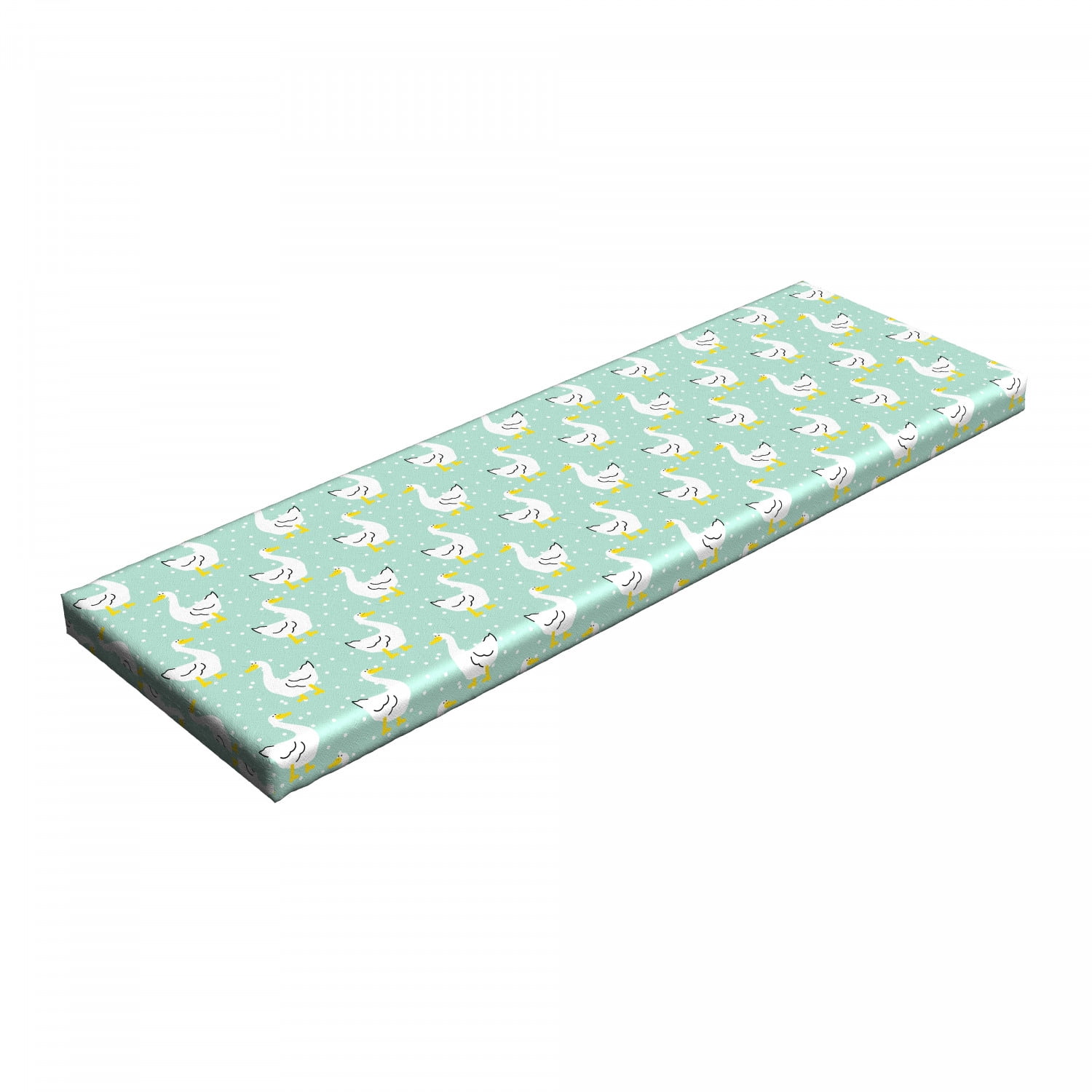 Animal Print Bench Pad, Nursery Themed Goose Cartoon with Polka Dots ...
