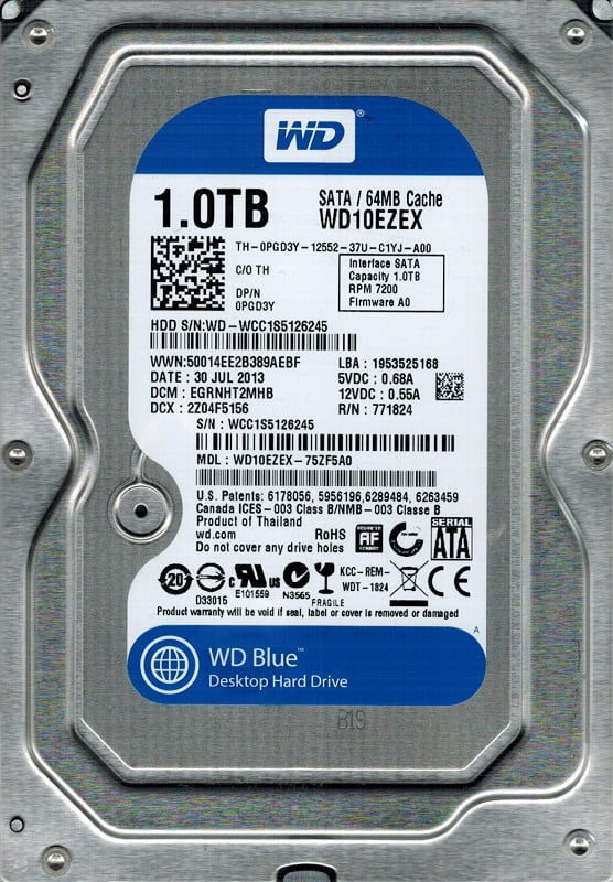 Western Digital WD10EZEX-75ZF5A0 1TB DCM: EGRNHT2MHB - Walmart.com