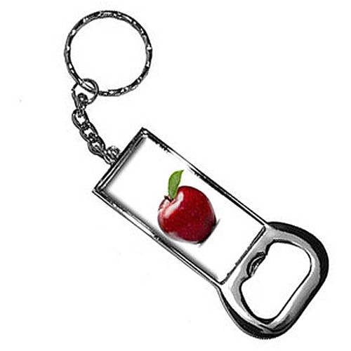 Red Apple With Leaf Keychain Key Chain Ring Bottle Bottlecap Opener ...
