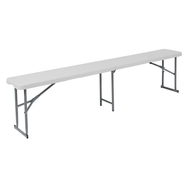 Flash Furniture 10.25''W x 71''L Bi-Fold Granite White Plastic Bench ...