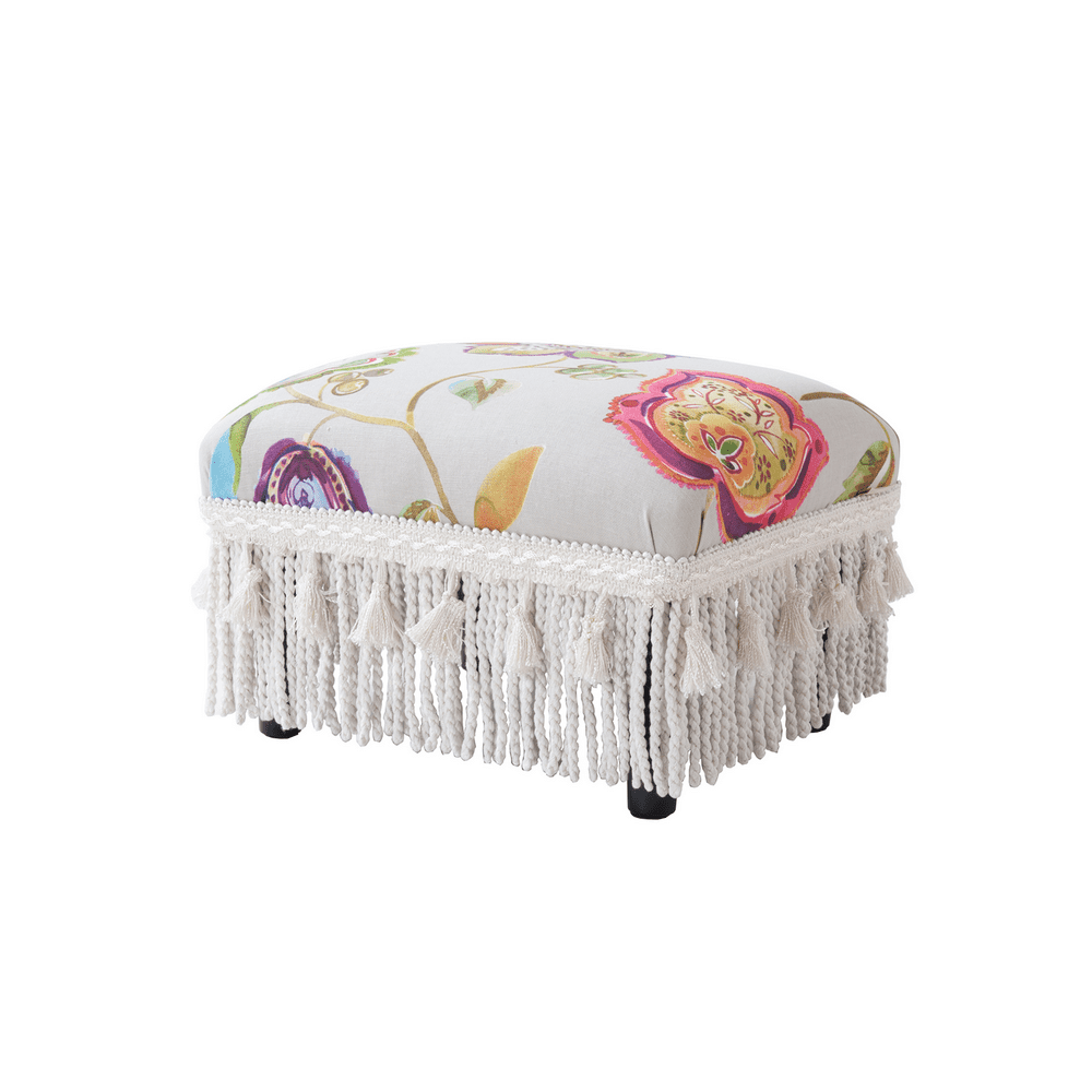 Fiona Traditional Decorative Footstool, Off-White Floral - Walmart.com ...