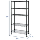 ZenSports 5-Tier 300LBS Steel Wire Shelving Unit with Wheels for ...