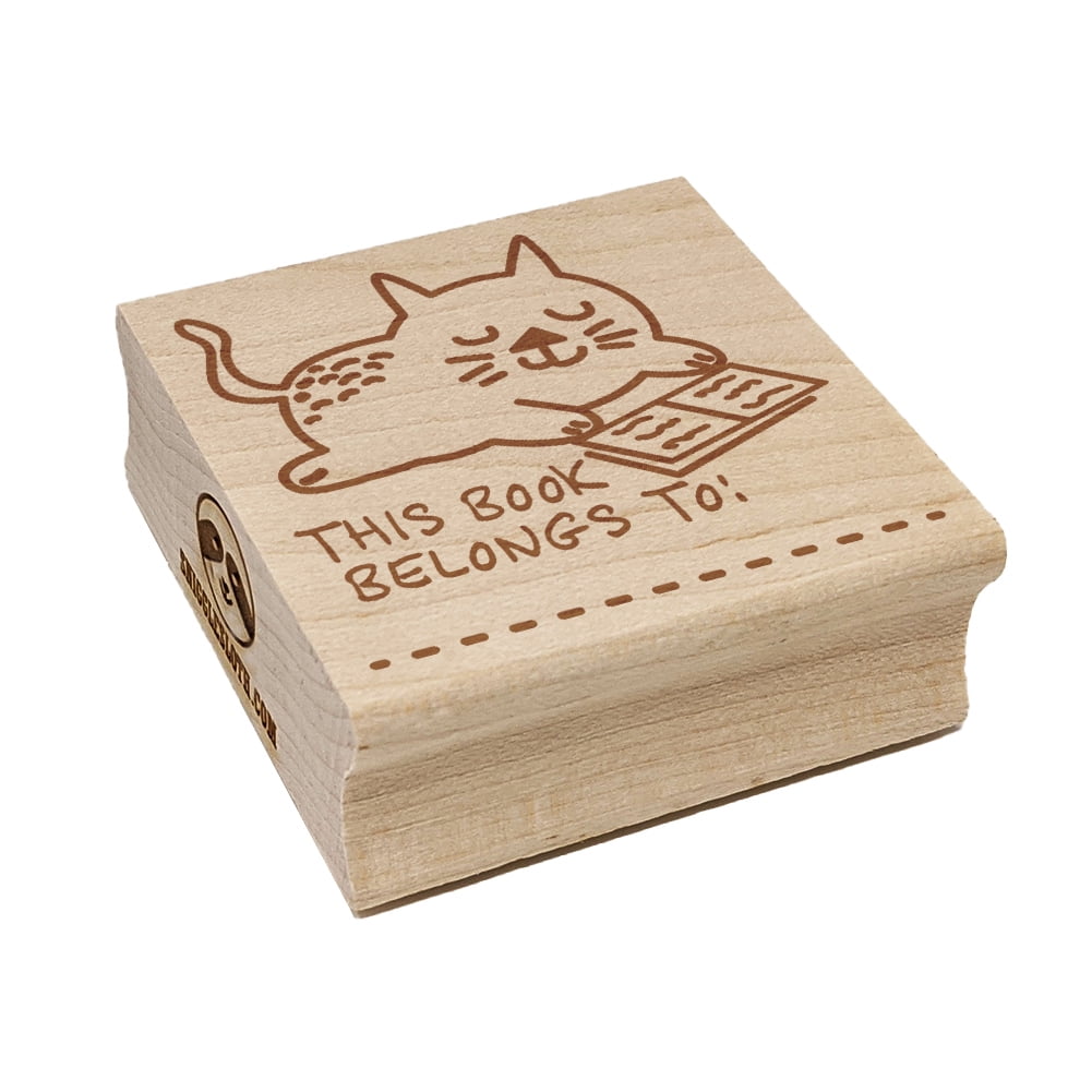 Reading Cat This Book Belongs To Square Rubber Stamp Stamping ...