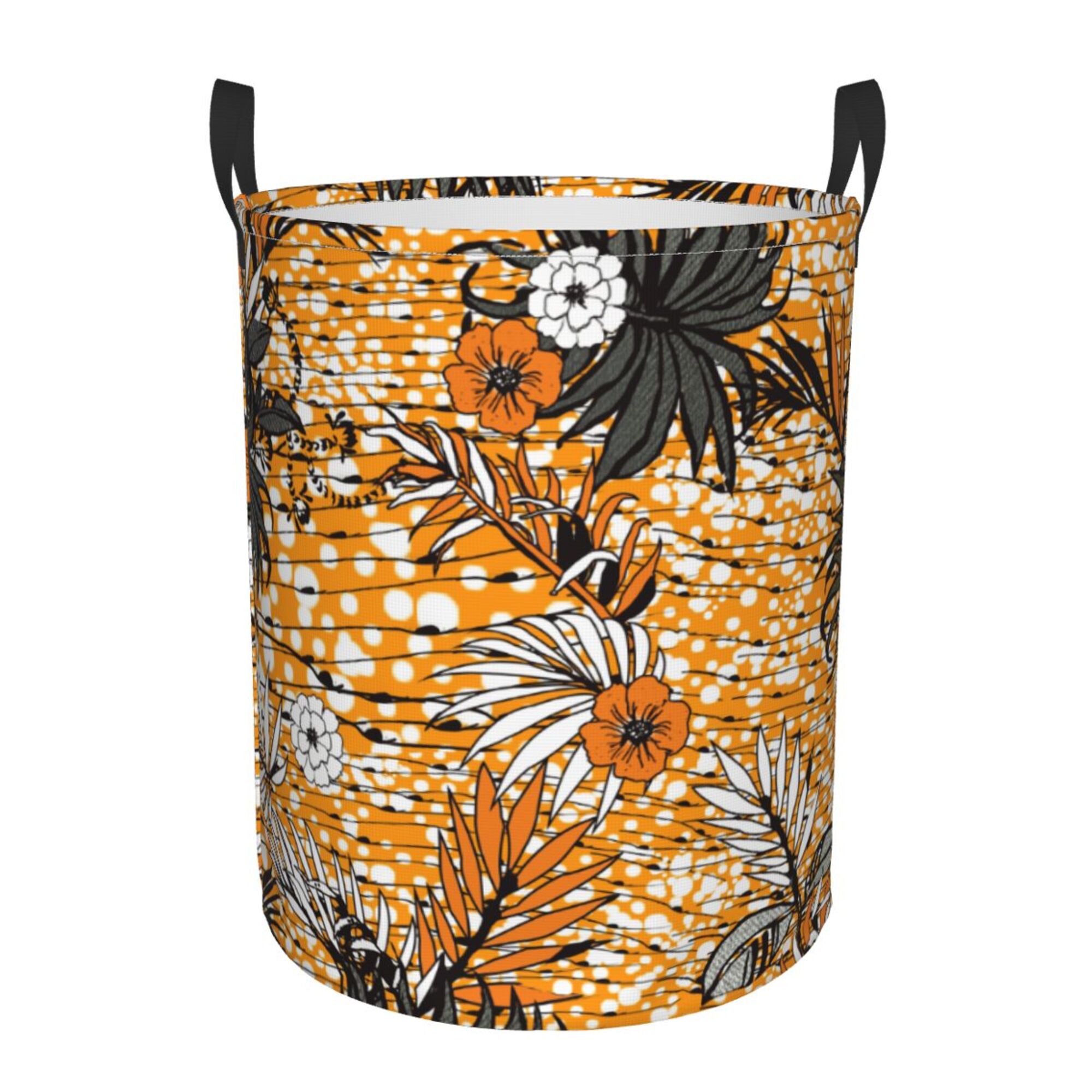 LNWH Laundry Basket, Yellow Floral Line Art Pattern Foldable Laundry ...