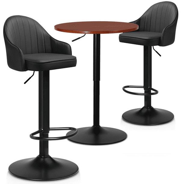 Magshion 3 Pieces Bar Dining and Chair Set, 23.5" Round Bar Adjustable ...
