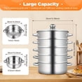 5-Tier Stainless Steel Stackable Steamer with Glass Lid - Heavy-Duty ...