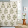 Abstract Beige Floral Shower Curtain Set with Hooks, Vintage Exotic ...