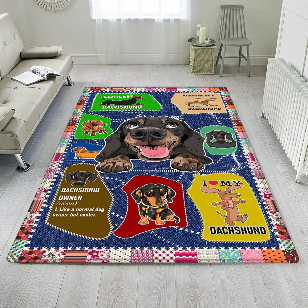 Rectangle Area Rug For Living Room, Bedroom, Dachshund Dog Rug Noun ...