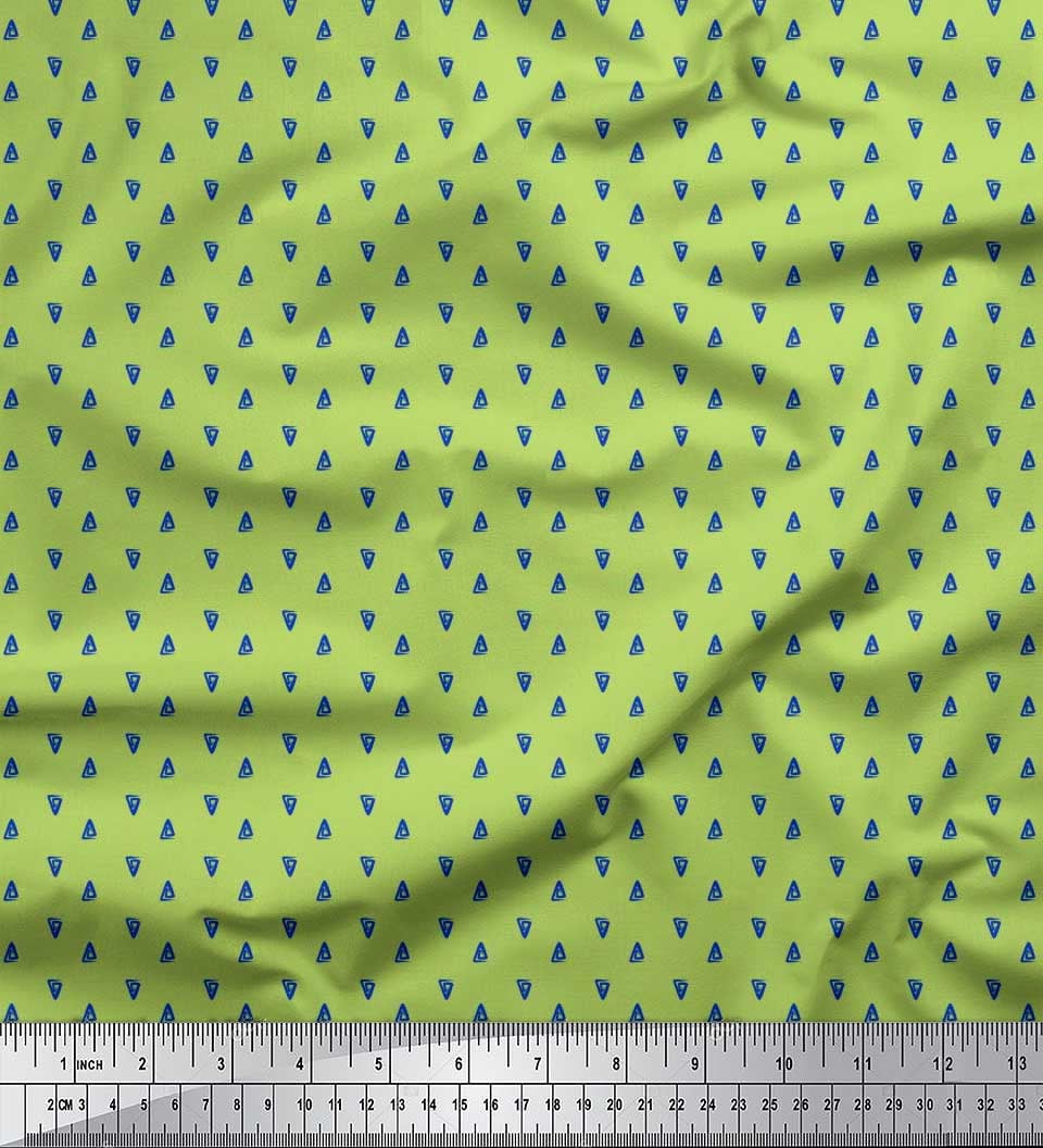 Soimoi Polyester Crepe Fabric Triangular Greek Key Shirting Print ...