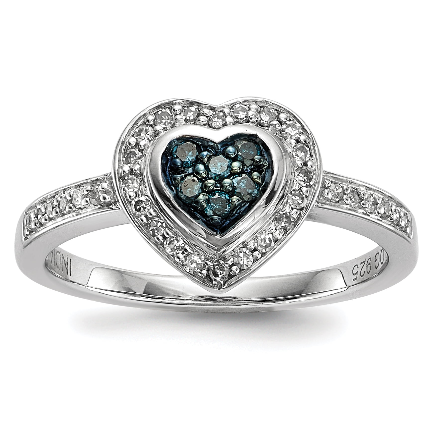 Sterling Silver Blue Diamond Small Heart Ring Size 8 | Walmart Canada