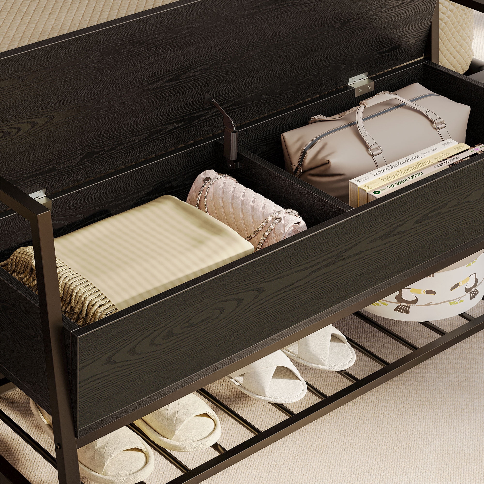 Narrow Shoe Storage IRONCK Shoe Storage Cabinet With 4 Flip-Up Drawers ...