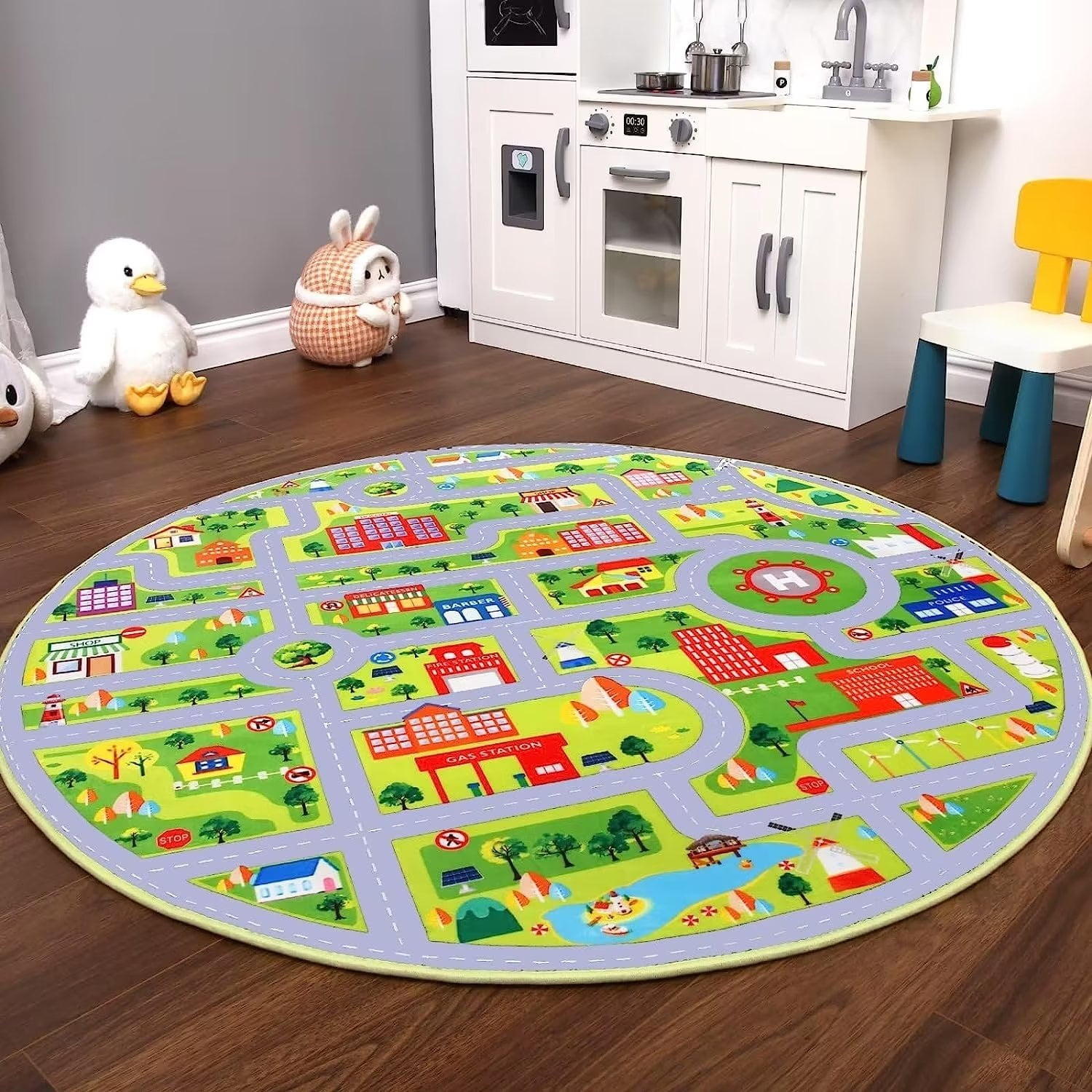 ZACOO 4 x 4 feet Kids Playmat Kids Educational Rug Road and Traffic ...