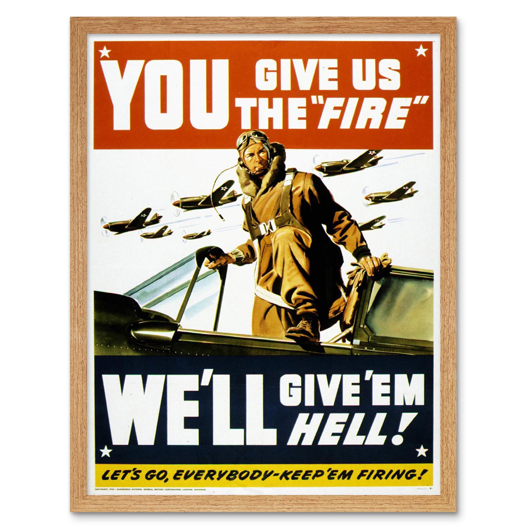You Give Us the Fire We Give Them Hell WWII USA War Fighter Jet Pilot Vintage Air Force Poster ...
