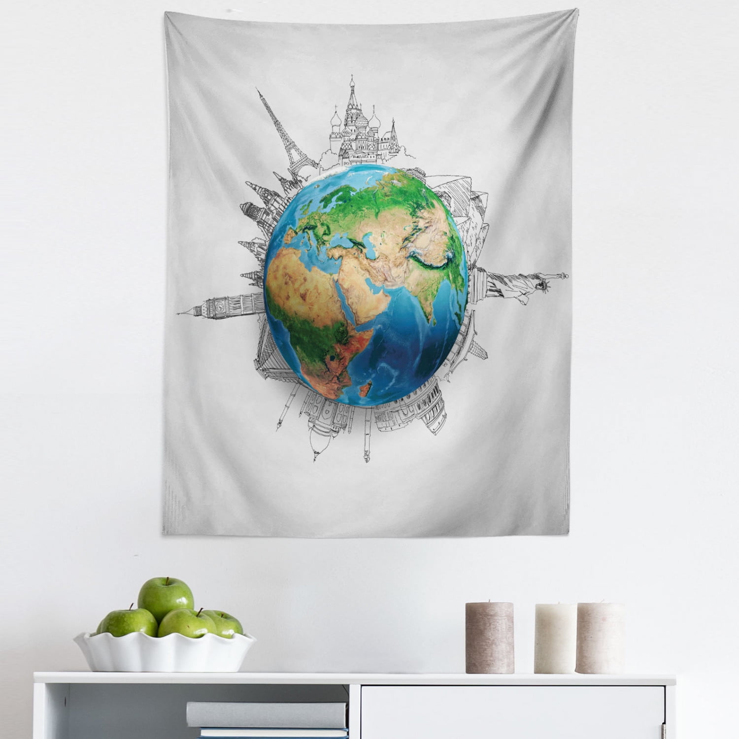 Earth Tapestry, Globe of Planet Earth Realistic Continents Geography ...