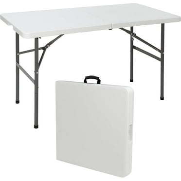Folding Table 4 Foot - Portable Heavy Duty Plastic Fold-in-Half Utility ...