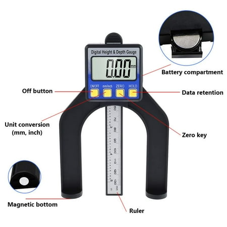 80mm Digital Depth Gauge Woodworking Height and Depth Gauge with Depth ...