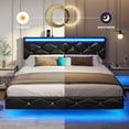 LED Floating Bed Frame Queen Size with LED Lights and Charging Station ...