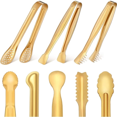 8 Pieces Mini Serving Tongs Set Small Kitchen Appetizer Tongs Stainless ...