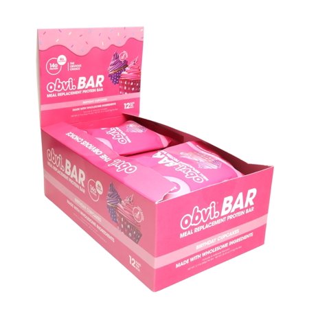 Obvi - Meal Replacement Protein Bars Box Birthday Cupcakes - 12 Bars ...
