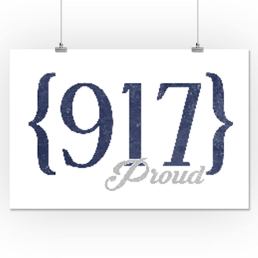 New York, New York - 917 Area Code (Blue) - Lantern Press Artwork ...