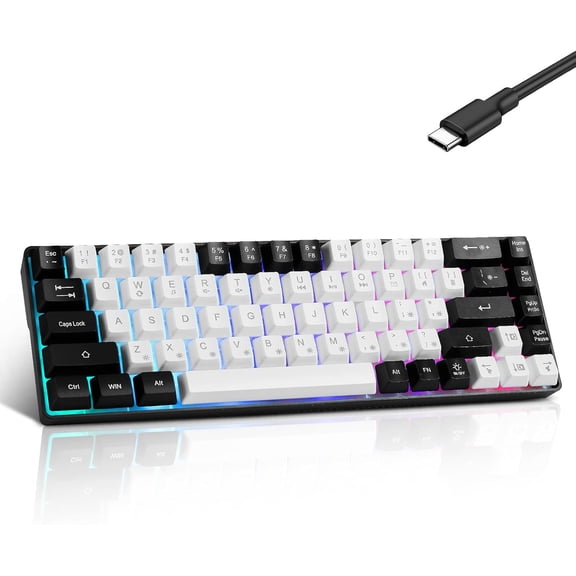 Portable 60% Mechanical Gaming Keyboard, MK-Box LED Backlit Compact 68 ...