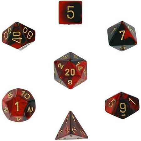 D7 Die Set Dice Gemini Poly (7 Dice)Blk Red/Gold | Walmart Canada