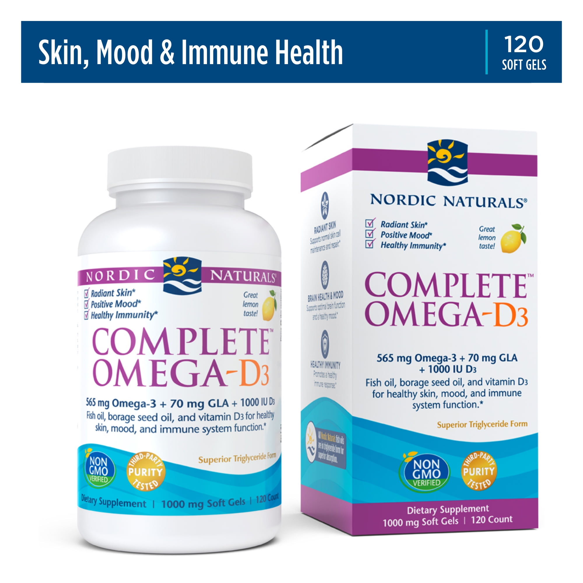 Nordic Naturals Complete Omega-D3 Softgels, Lemon, 1030 Mg, Fish Oil ...