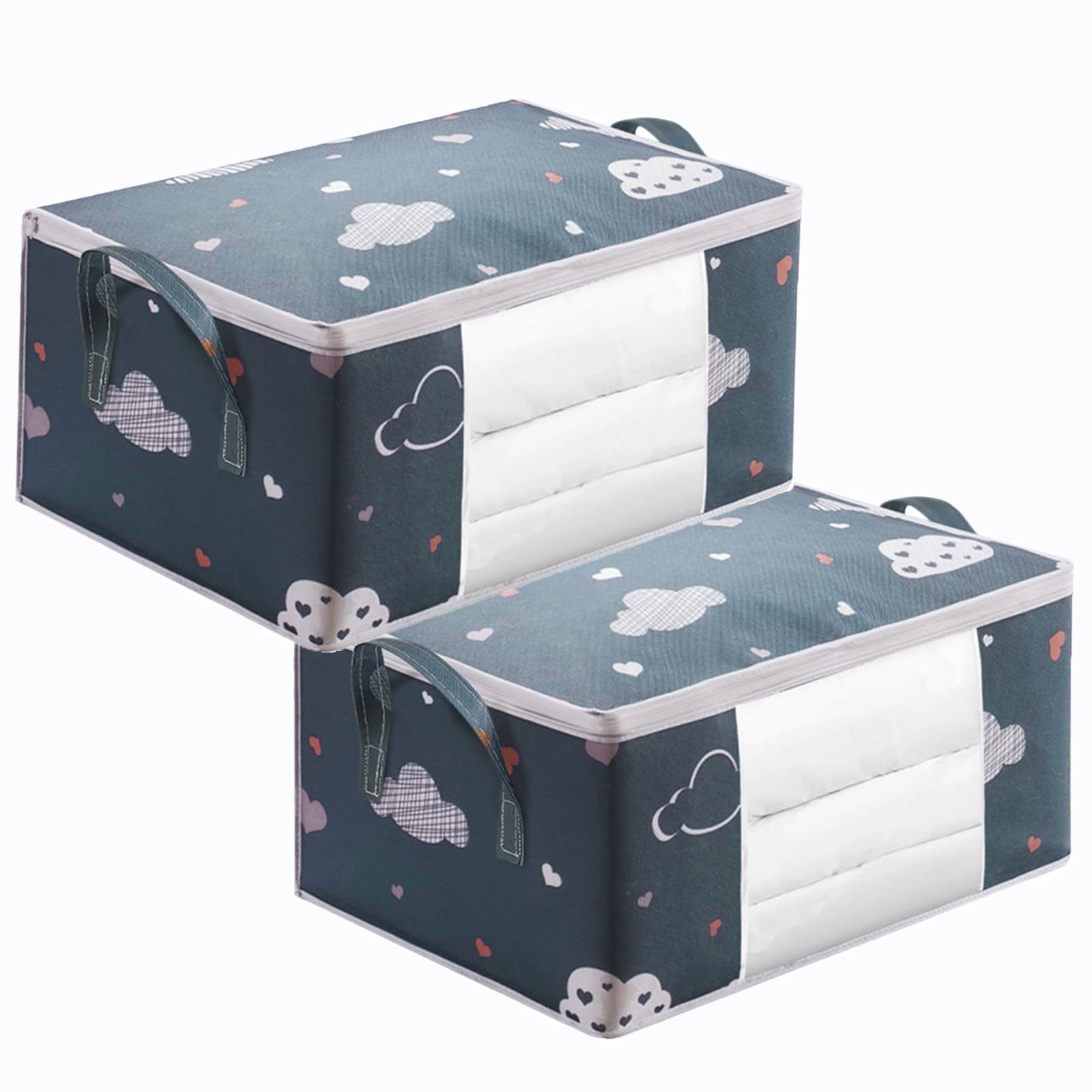 2 Pack Foldable Large Storage Bags for Comforter Quilt Blanket Clothes ...