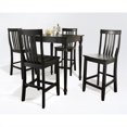 Five Piece Pub Dining Set with Turned Leg and School House Stools in ...