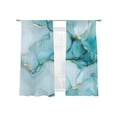 Abstract Teal Marble Gold Stripe Chiffon Sheer Curtains 72 Inches Long ...