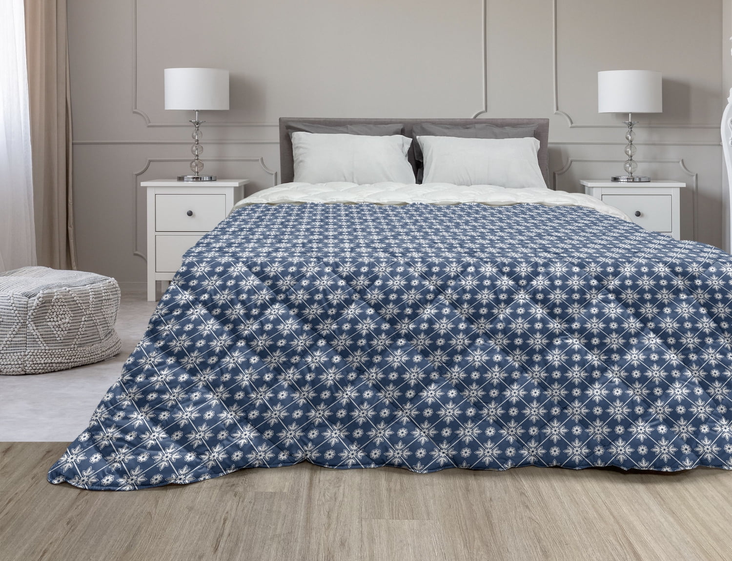 Blue Down Alternative Comforter, Nordic Scandinavian Cultural Pattern ...