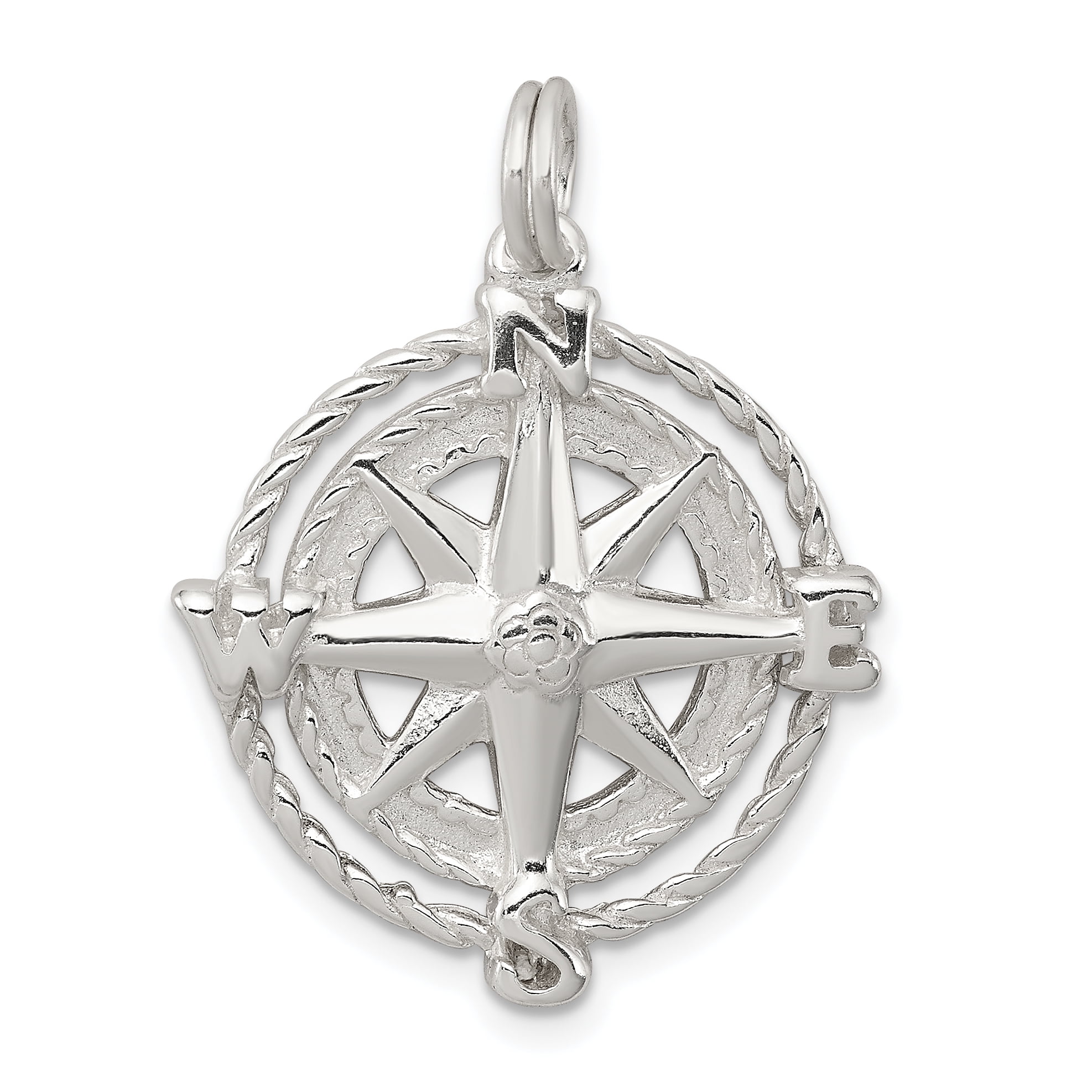 925 Sterling Silver Compass Charm Pendant - Walmart.com