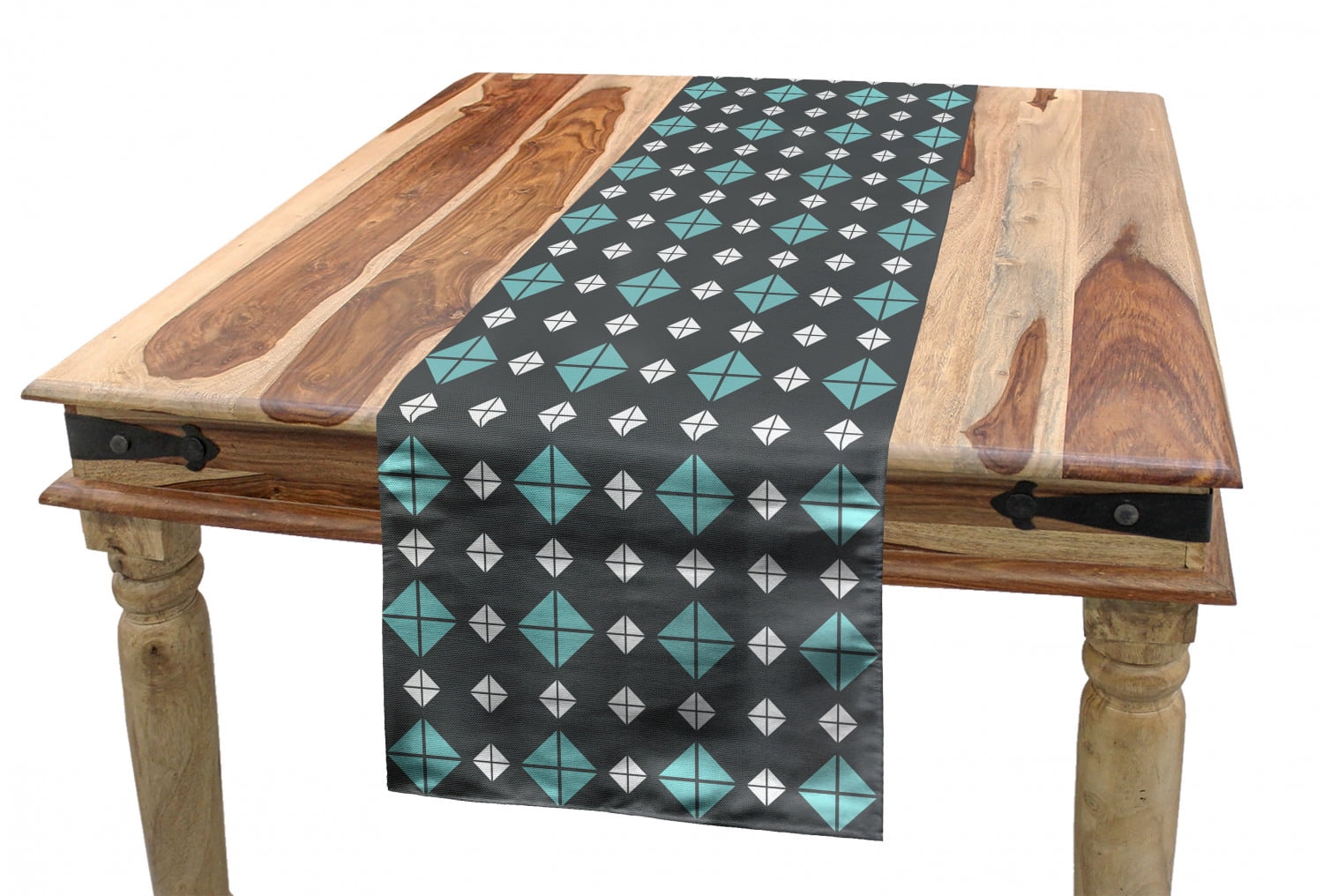 Geometric Table Runner, Modern Style Tile Pattern with Triangles ...