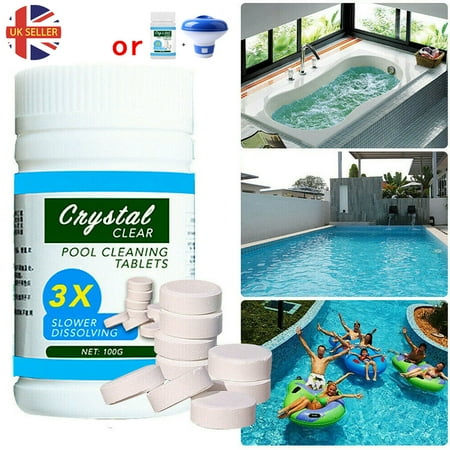 100 Tablets Pool Cleaning Tablet Floating Chlorine Hot Tub Chemical ...