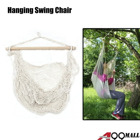 Hanging Tree Swing Chair Hammock Seat Sitting Rope Net Backyard Porch ...