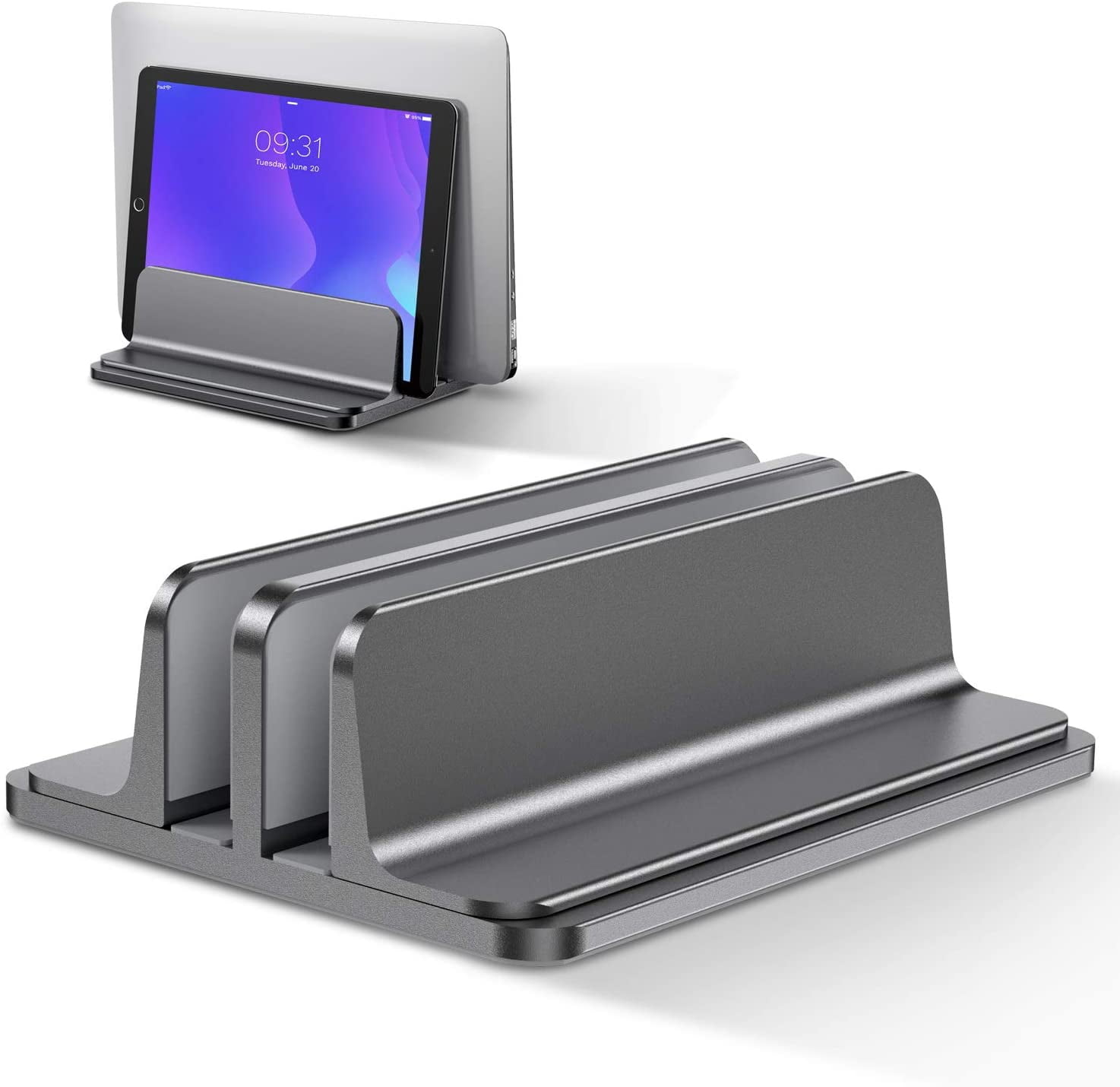 Double Vertical Laptop Stand, Adjustable Aluminum Laptop Stand Desk ...