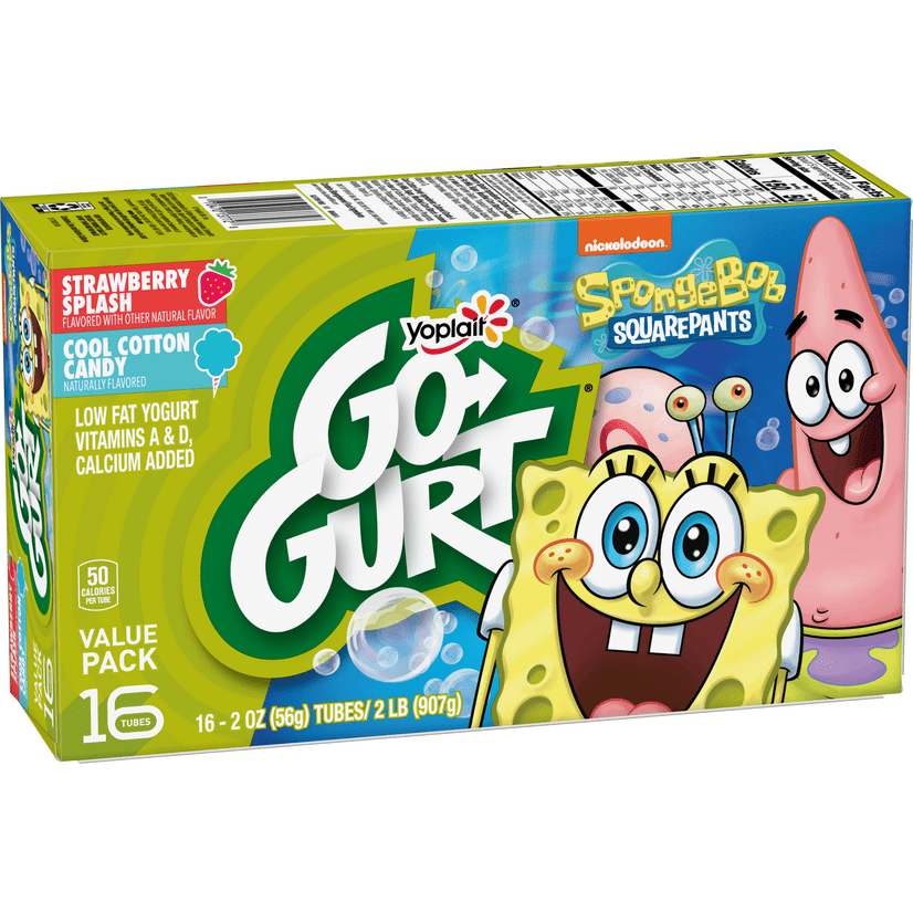 Yoplait Go-Gurt, Low Fat Yogurt, SpongeBob SquarePants Variety Pack, 32 ...