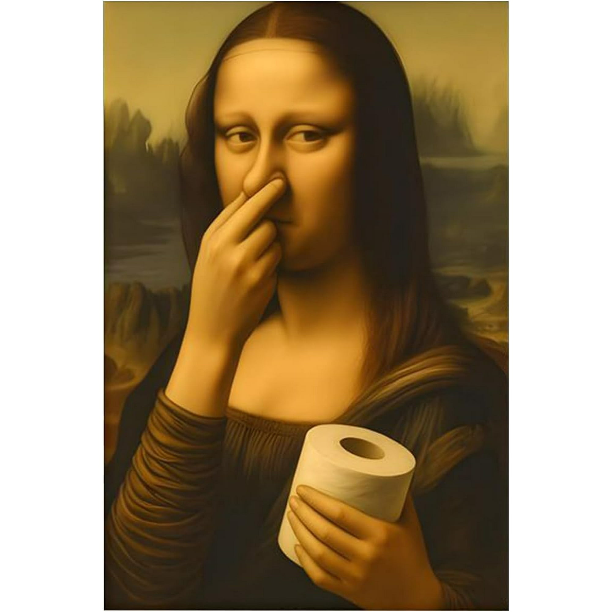 Click here for Nobrand Funny Bathroom Wall Art  Mona Lisa Holding... prices