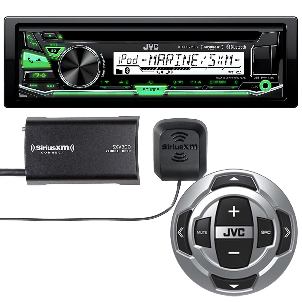JVC KD-R97MBS Marine CD with SXV300 Sirius XM Tuner and RM-RK62M Remote ...
