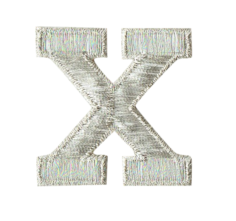 Alphabet Letter - X - Color Silver - 2" Block Style - Iron On ...