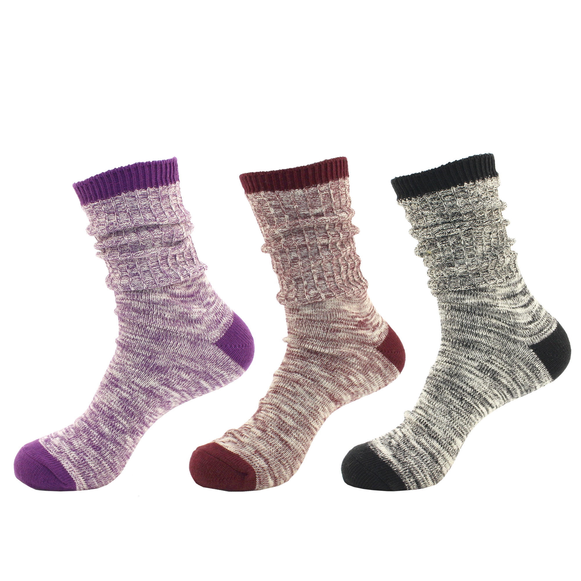 Women's Vintage Style Slouch Boot Cotton Fall Winter Crew Socks - 3 ...