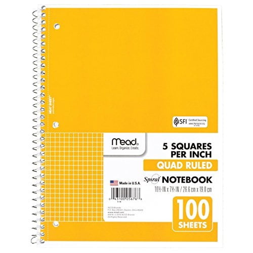 Mead Spiral Notebook 1 Subject Quad Ruled 100 Sheets 10 1 2 X 8 Mead Spiral Notebook 1 Subject Quad Ruled 100 Sheets 10 1 2 X 8