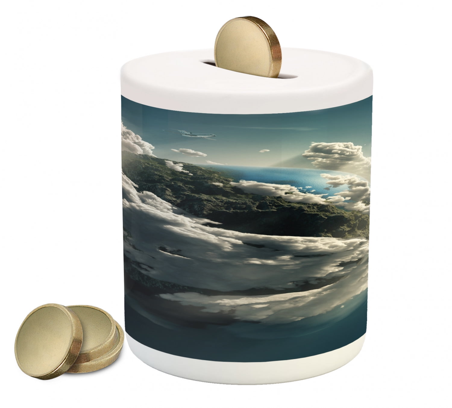 Earth Piggy Bank, Planet Surrounded by Majestic Clouds Dramatic Aerial ...