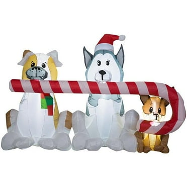 Airblown Inflatables Puppies Sharing a Big Candy Cane Scene - Walmart.com