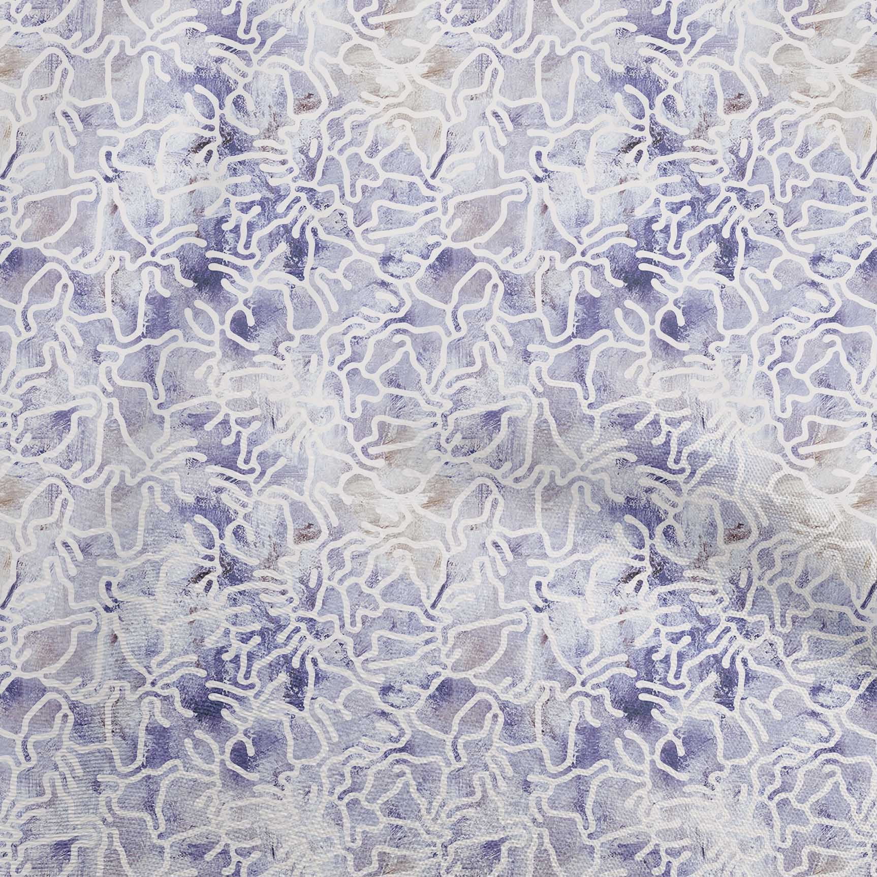 oneOone Cotton Jersey Violet Fabric Abstract Line Drawing Floral Sewing ...