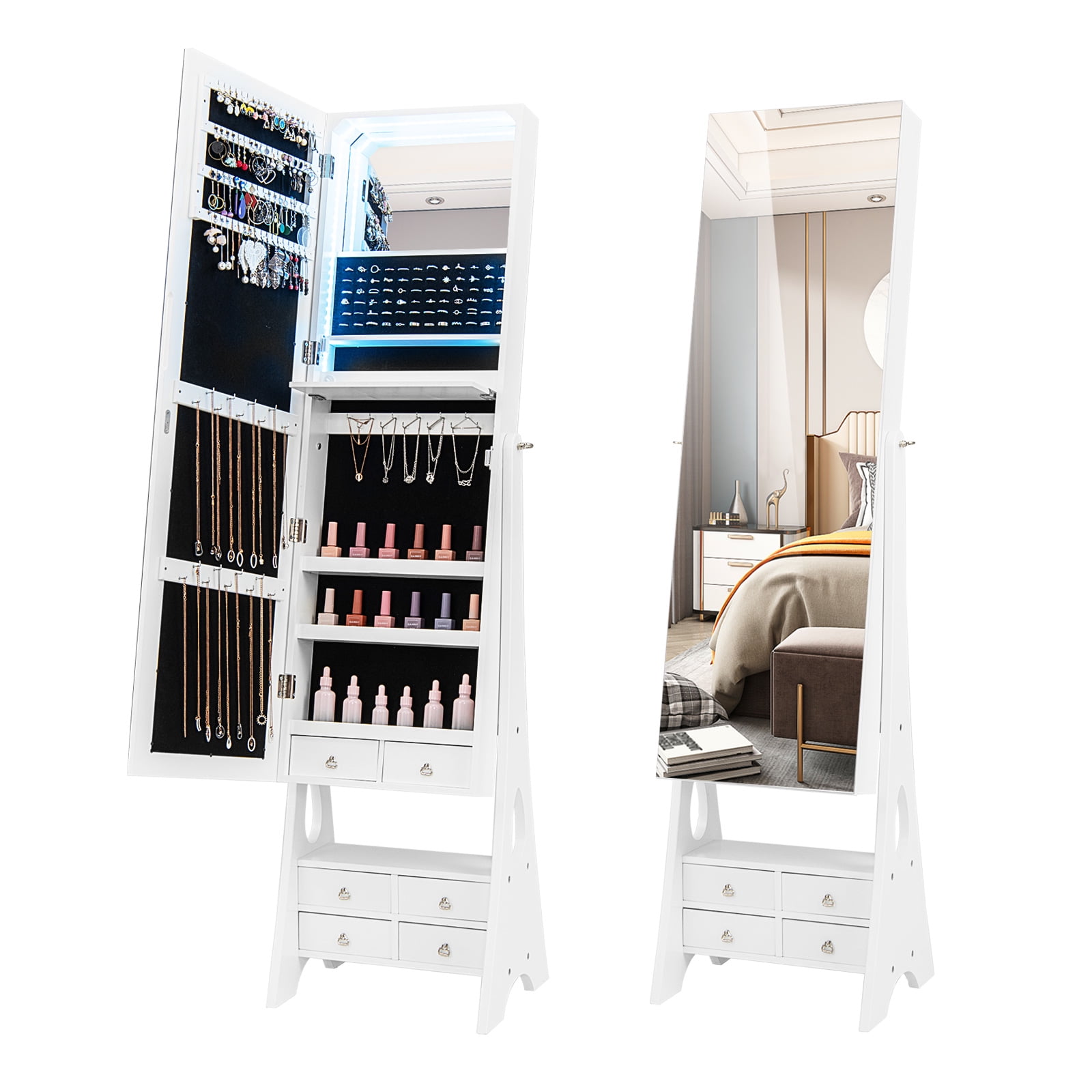 Click here for Gymax Jewelry Armoire With Full Length Led Mirror... prices
