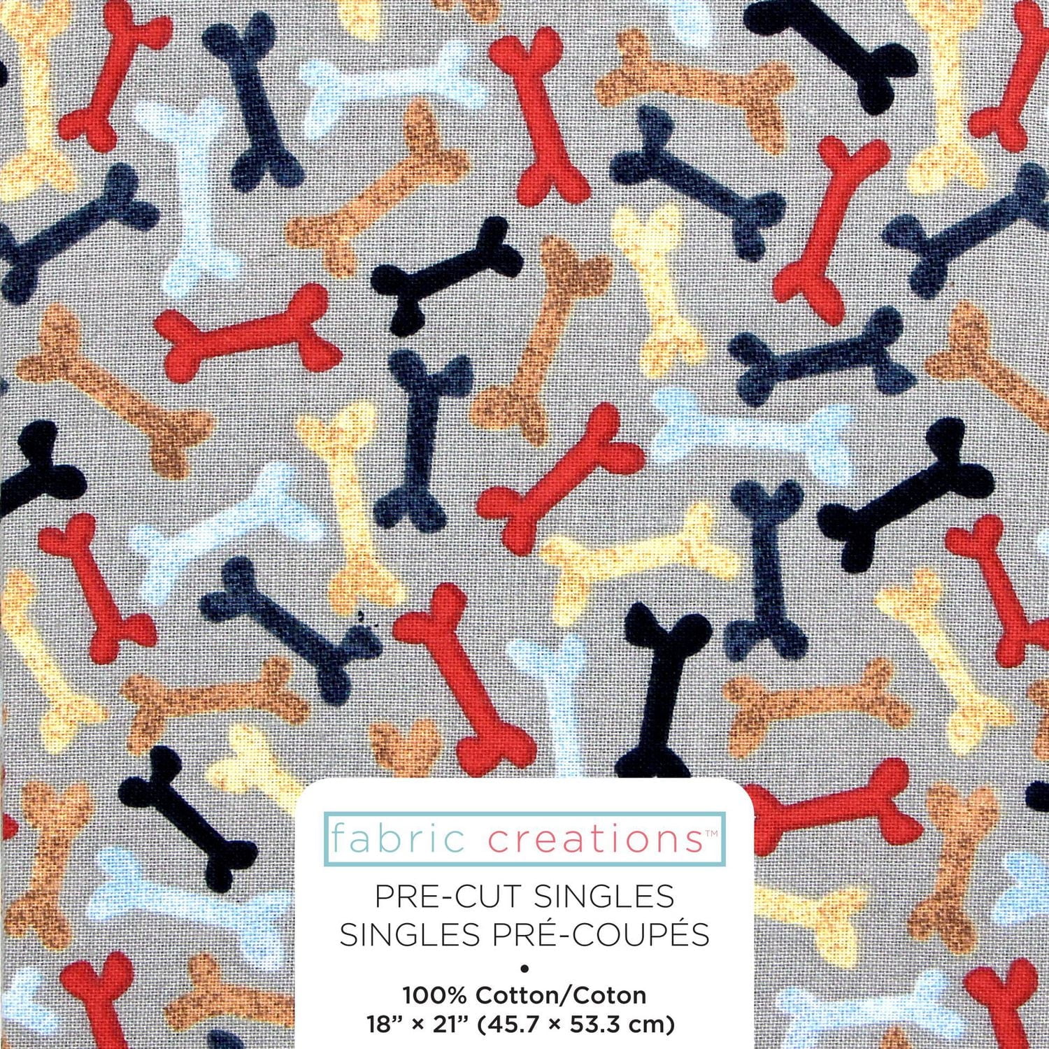 Click here for Fabric Creations Grey With Colourful Dog Bones Fat... prices